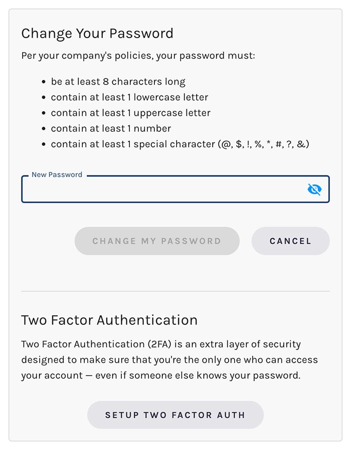 Change Your Password | Paminga Docs